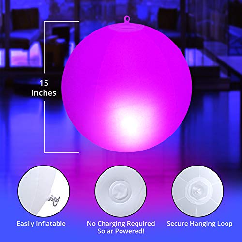 ALTZ Floating Pool Lights Solar Powered 15", Poll Lights to Turn Your Pool into a Wonderland_Beautiful Bright Colors, Pool Balls Lights, Color-Cycle- Watreproof-Led Pool Lights (Pack of 2)