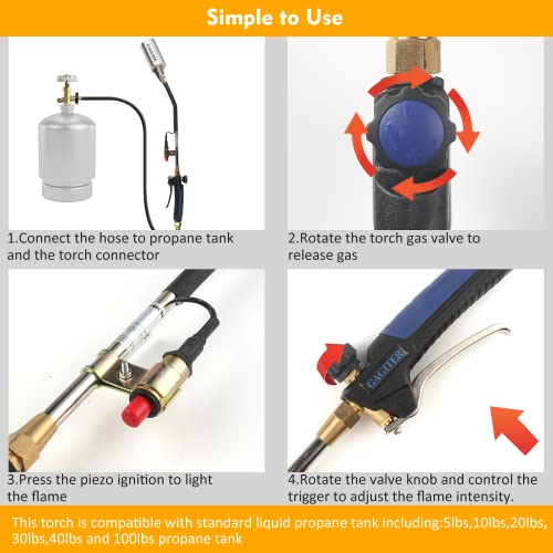 Propane Torch Weed Burner Kit,Weed Torch 800,000 BTU Blow Torch with 9.8 FT Hose Heavy Duty Flamethrower with Turbo Trigger for Flame Weeding,Roofing, Melting Ice Snow (blue)