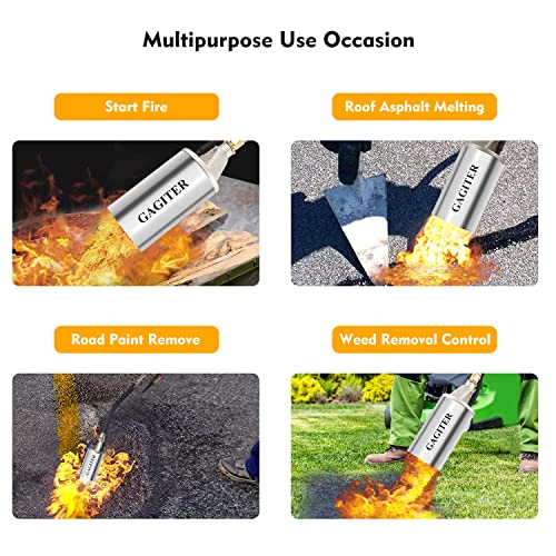 Propane Torch Weed Burner Kit,Weed Torch 800,000 BTU Blow Torch with 9.8 FT Hose Heavy Duty Flamethrower with Turbo Trigger for Flame Weeding,Roofing, Melting Ice Snow (blue)