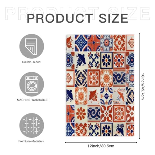 Double-sided garden flag Mexican Talavera Ceramic Tile Pattern Ethnic Folk Outdoor Flag Garden Flag Yard Outdoor Decoration (12×18in).