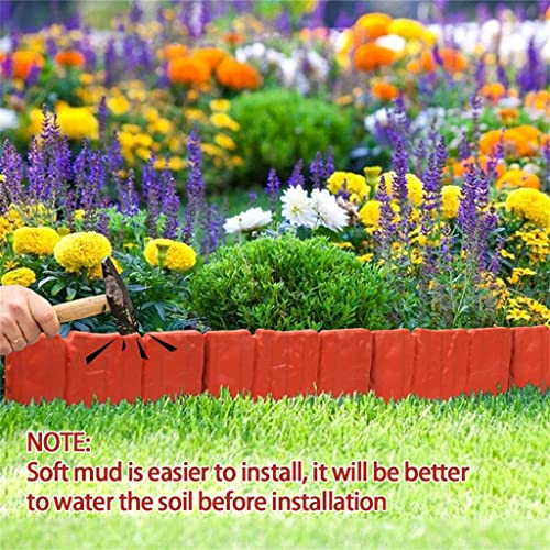 WUDILU 20Pcs Edging Cobbled Stone Fencing Garden Fence Effect Plastic Lawn Plant Border Decorations