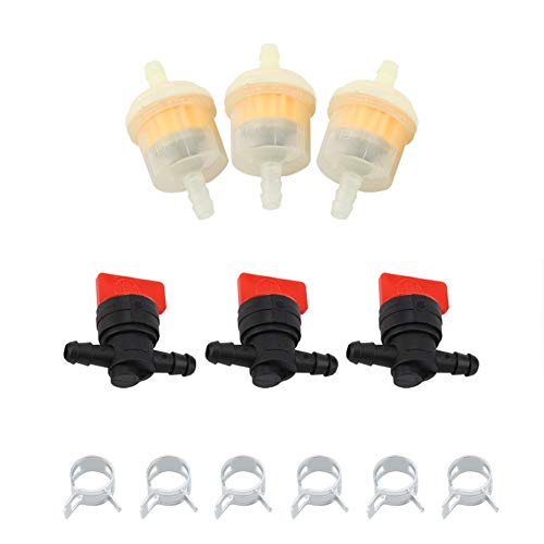 NIKOU Fuel Shut Off Valve - Fuel Gas Tank Shut Off Valves + Filters + Clamps Garden Brush Cutter Lawnmower Accessory