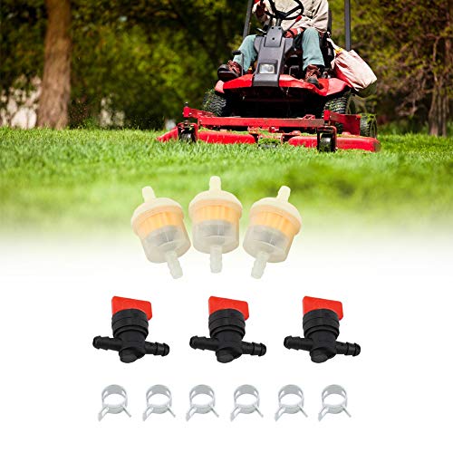 NIKOU Fuel Shut Off Valve - Fuel Gas Tank Shut Off Valves + Filters + Clamps Garden Brush Cutter Lawnmower Accessory