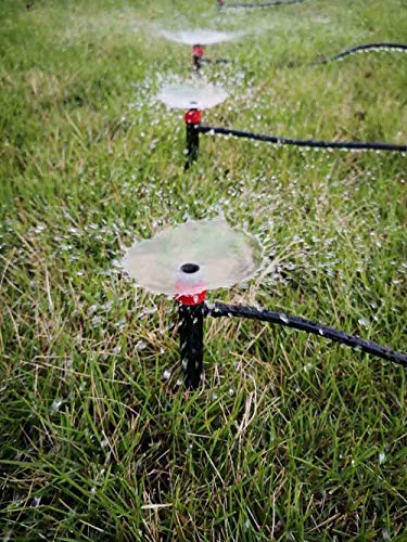 ZILIM 50PCS Drip Emitters Fan Shape with Stake Water Flow, 360 Degree Sprayer Perfect for Irrigation System, Adjustable for 1/4inch(7 x 4mm) Irrigation Tube Hose Watering Kits for Garden Patio Lawn