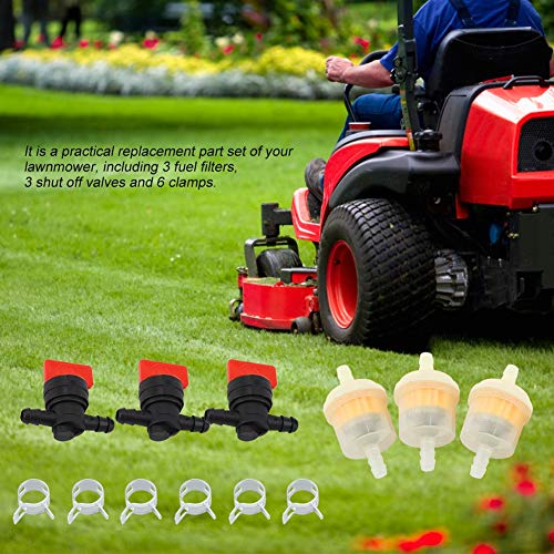 NIKOU Fuel Shut Off Valve - Fuel Gas Tank Shut Off Valves + Filters + Clamps Garden Brush Cutter Lawnmower Accessory