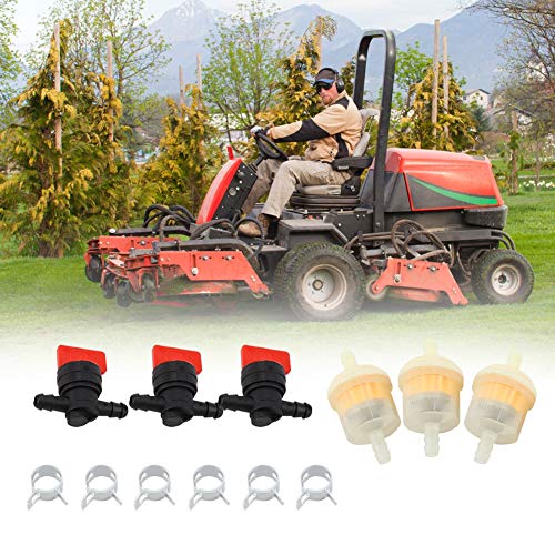 NIKOU Fuel Shut Off Valve - Fuel Gas Tank Shut Off Valves + Filters + Clamps Garden Brush Cutter Lawnmower Accessory