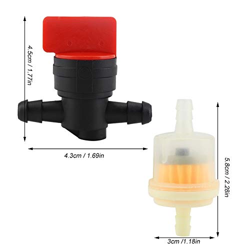 NIKOU Fuel Shut Off Valve - Fuel Gas Tank Shut Off Valves + Filters + Clamps Garden Brush Cutter Lawnmower Accessory