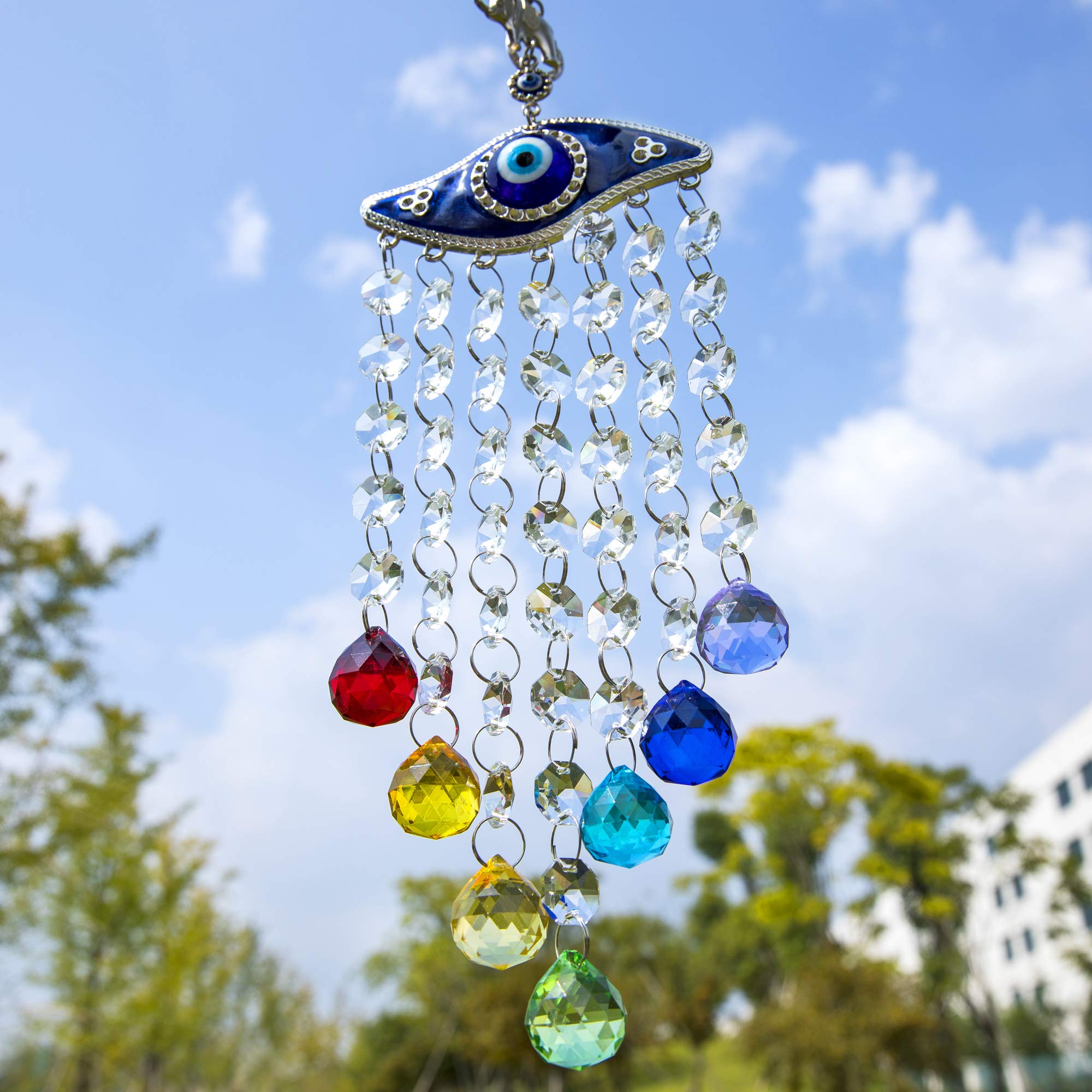 Evil Eye Decor Sun Catchers with Crystals Window Garden Hanging Elephant Suncatcher Prism Rainbow Maker Pendant