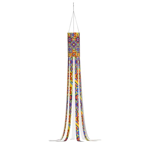 Mosaic-Ceramic Tile Pattern Halloween Windsocks Flag 59 Inch Flag Wind Socks Outdoor Hanging Decoration Halloween Decorations Halloween Decor Outdoor For Home Yard Patio Lawn Garden