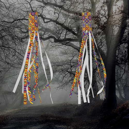 Mosaic-Ceramic Tile Pattern Halloween Windsocks Flag 59 Inch Flag Wind Socks Outdoor Hanging Decoration Halloween Decorations Halloween Decor Outdoor For Home Yard Patio Lawn Garden
