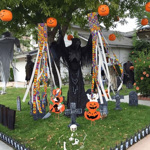 Mosaic-Ceramic Tile Pattern Halloween Windsocks Flag 59 Inch Flag Wind Socks Outdoor Hanging Decoration Halloween Decorations Halloween Decor Outdoor For Home Yard Patio Lawn Garden