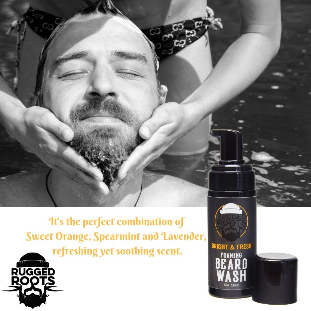 Rugged Roots Foaming Beard Wash -Refreshing Clean Scent of Spearmint, Unique Gift for Men