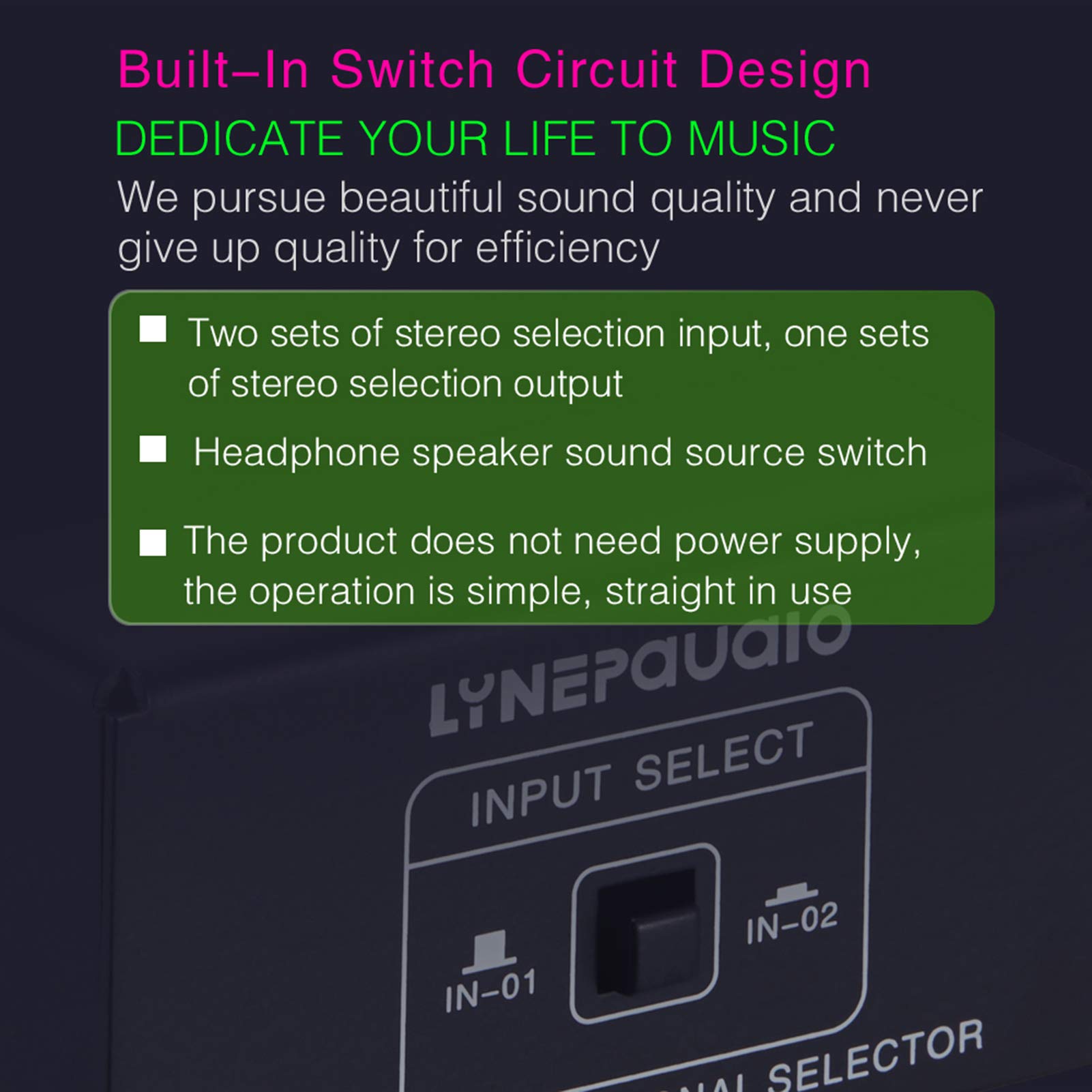 JINGFENG Audio Switcher RCA 2 in 1 Out/1 in 2 Out A/B Switch Stereo Audio Splitter Box with No Distortion RCA Jack for Switching Between Computer Speakers and Headphones