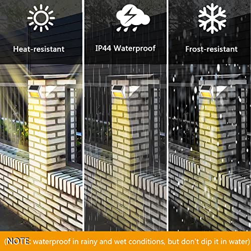 2 Pack Solar Deck Lights Outdoor Stair Lights, Warm White 6 LED Solar Step Lights Waterproof Stainless Steel Fence Lights Solar Powered Outdoor Lights for Yard, Patio, Porch, Wall, Garden Decor