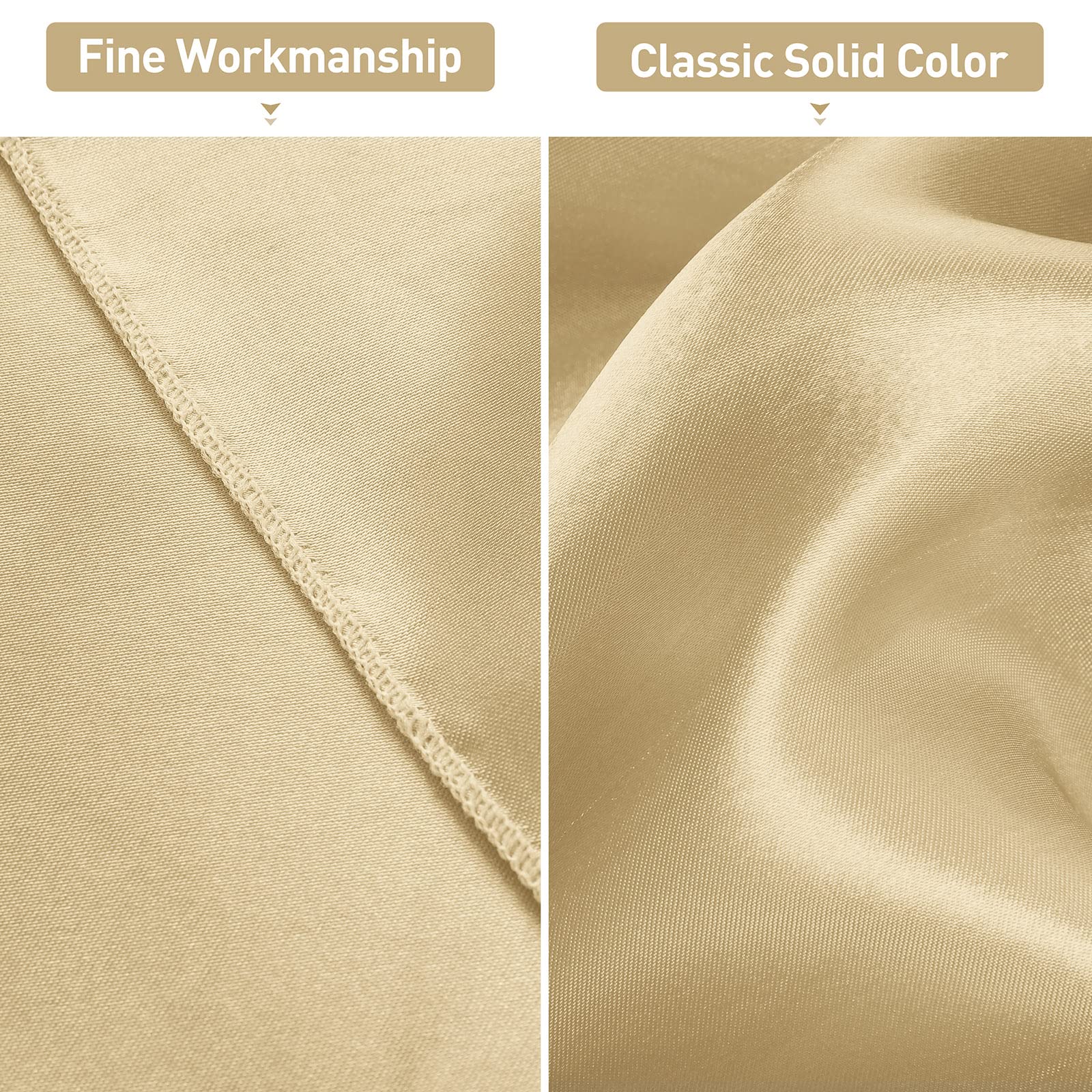 MCEAST 4 Pieces Champagne Satin Tablecloth 102 x 58 Inch Champagne Satin Table Overlay Cover Rectangular Bright Silk Tablecloth for Party, Wedding, Banquet Table Decoration