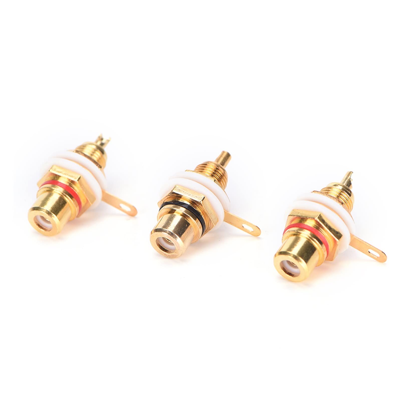 AANAN 10pcs/lot Panel Mount Gold Plated RCA Female Plug Jack Audio Socket Amplifier Chassis Phono Connector with Nut Solder Cup