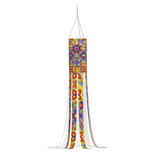 Mosaic-Ceramic Tile Pattern Halloween Windsocks Flag 40 Inch Flag Wind Socks Outdoor Hanging Decoration Halloween Decorations Halloween Decor Outdoor for Home Yard Patio with Led Light