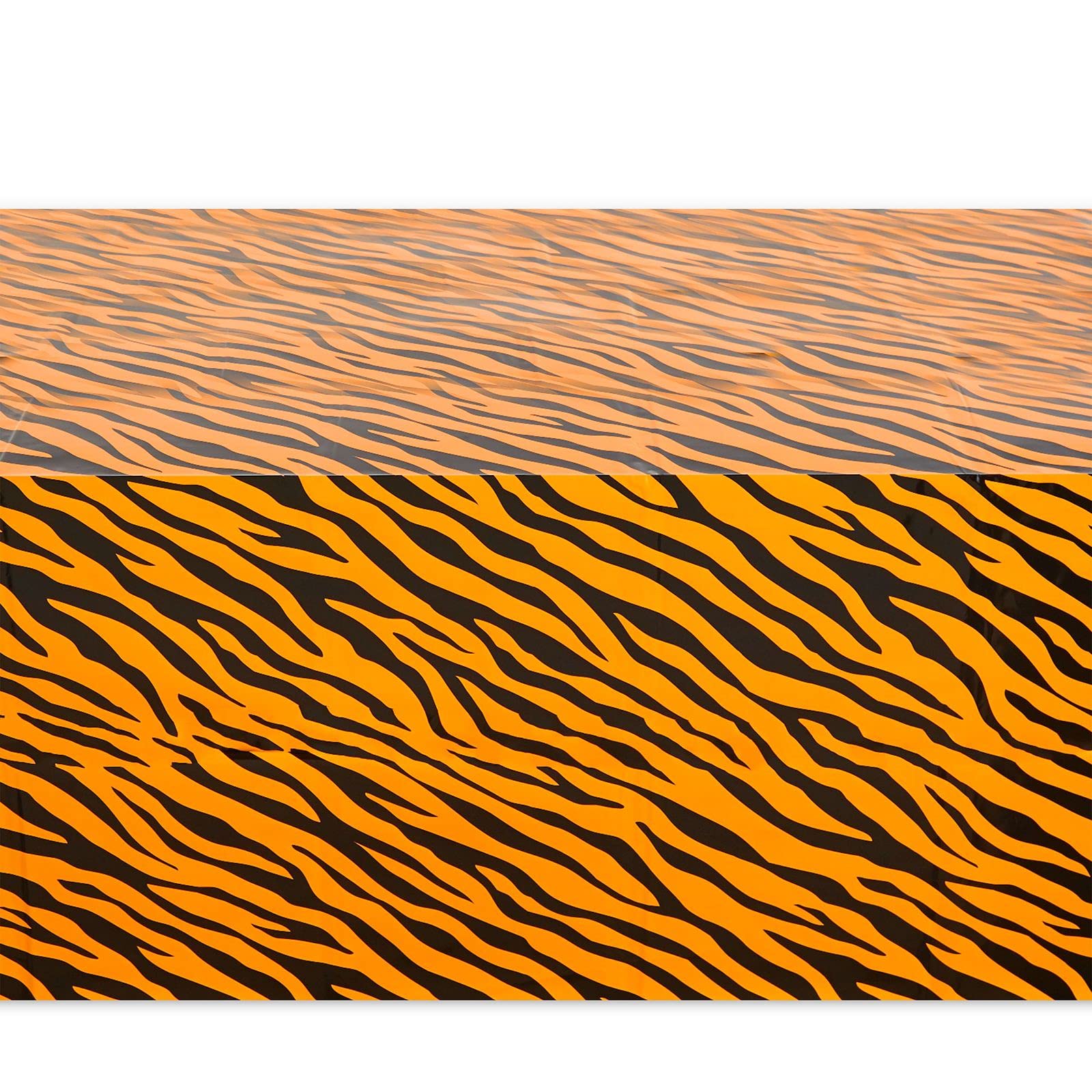 Tiger Print Tablecloths for Jungle Safari Birthday Party (54 x 108 in, 4 Pack)