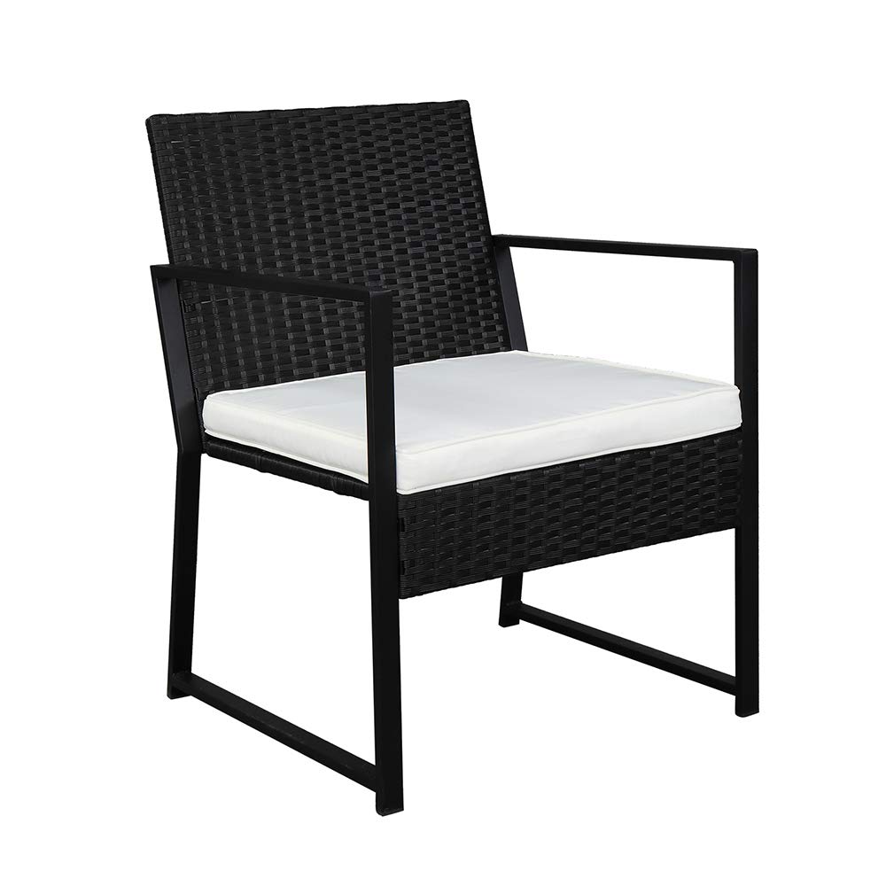 Patio PE Wicker Furniture Set 3 Piece Outdoor Brown Rattan Sectional Loveseat Couch Conversation Sofa Chair with Storage Box and Glass Top Coffee Table