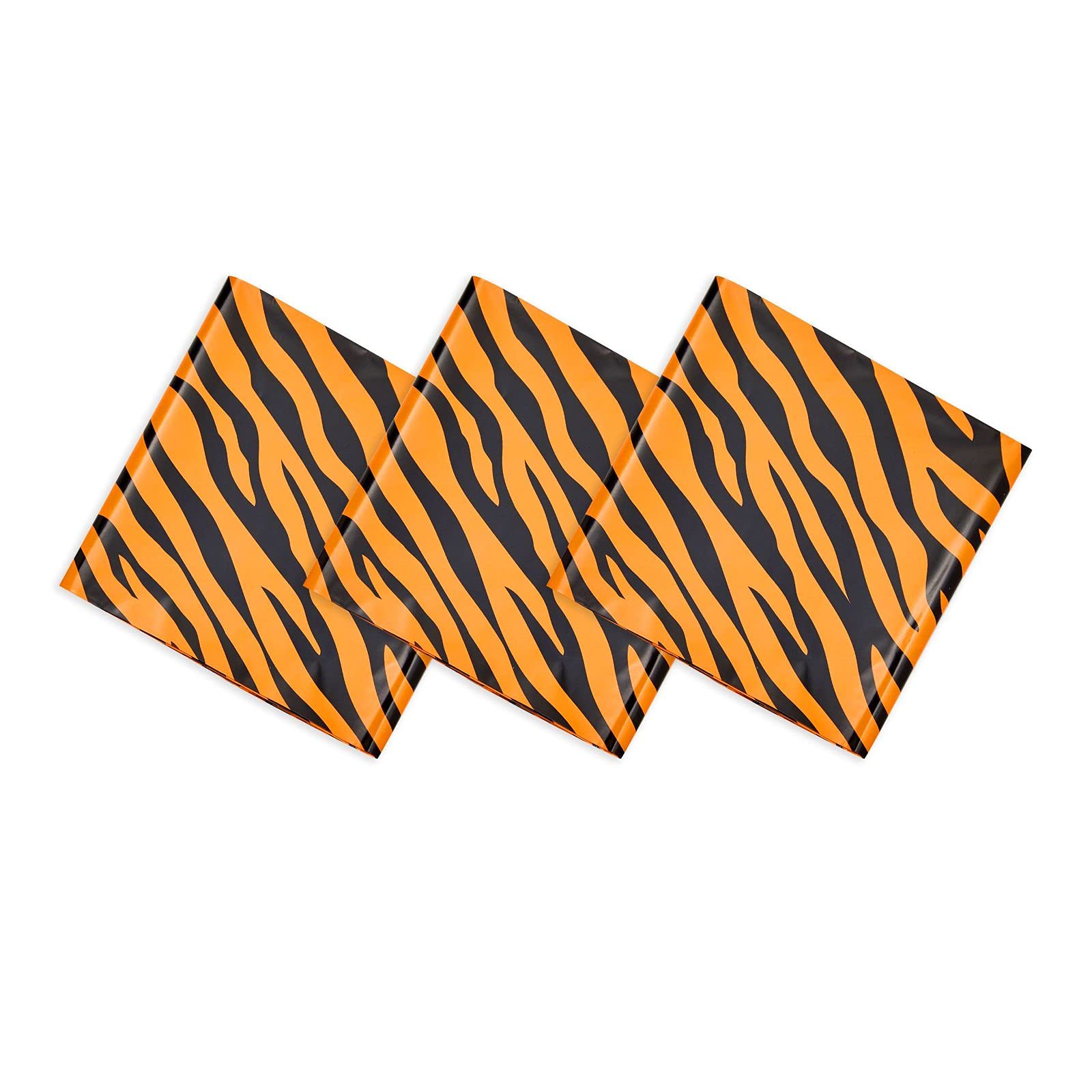 Tiger Print Tablecloths for Jungle Safari Birthday Party (54 x 108 in, 4 Pack)
