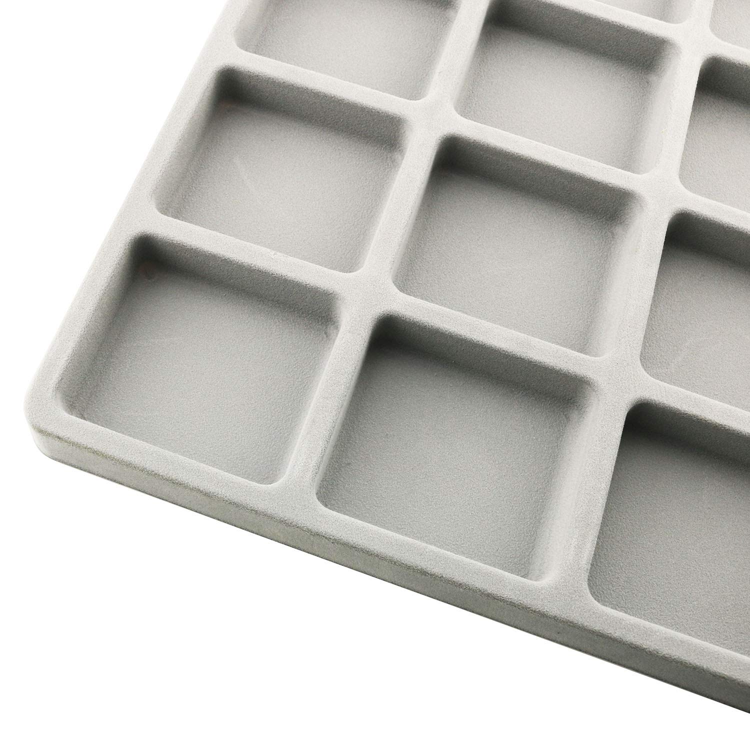Tegg Bead Box 18 Grids Gray Flocked Bead Beading Jewelry Organizer Tray Container Storage for Bracelet Jewelry Making Design DIY Craft Panel