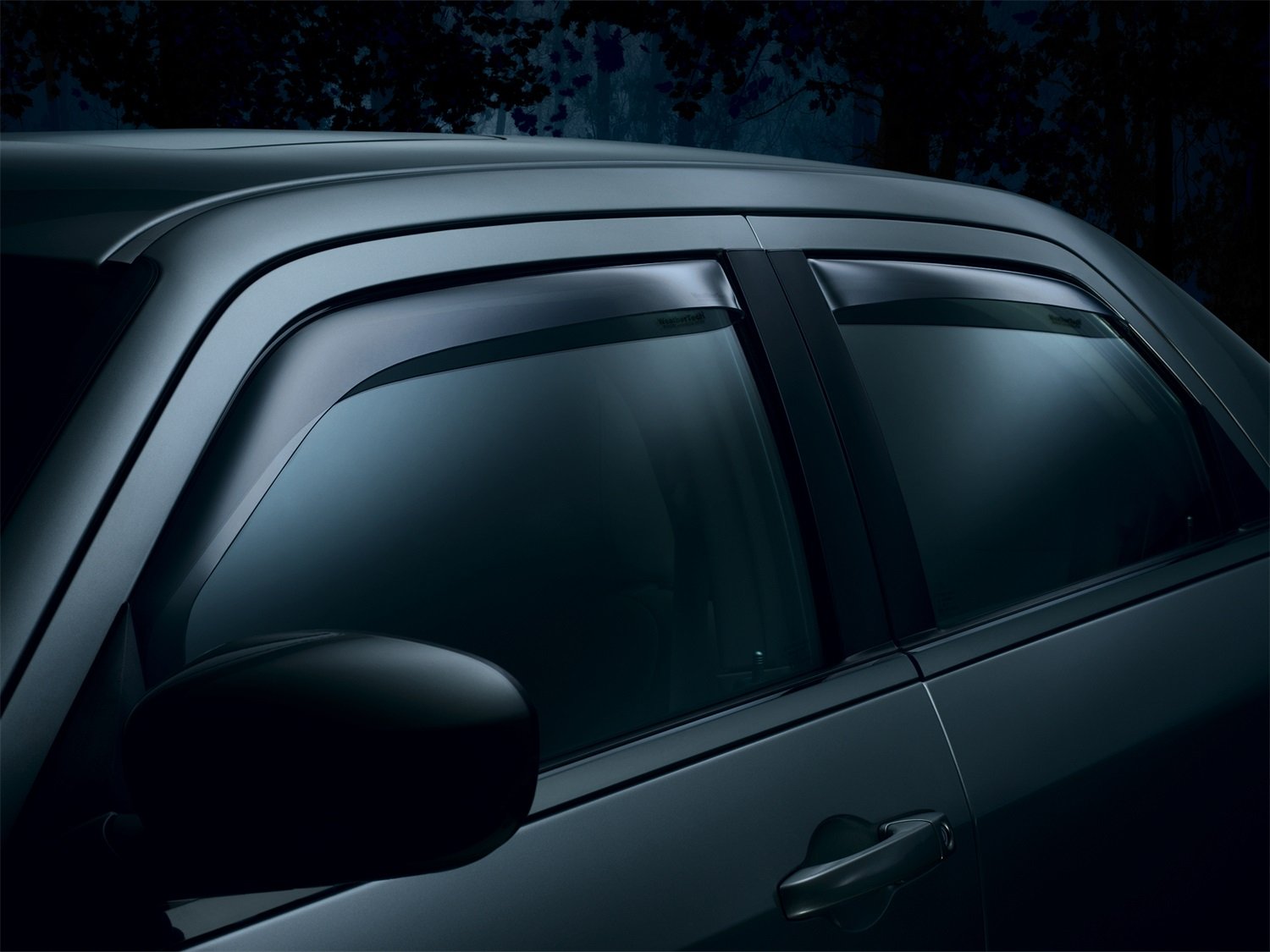 WeatherTech Custom Fit Front & Rear Side Window Deflectors for Toyota Highlander, Dark Smoke