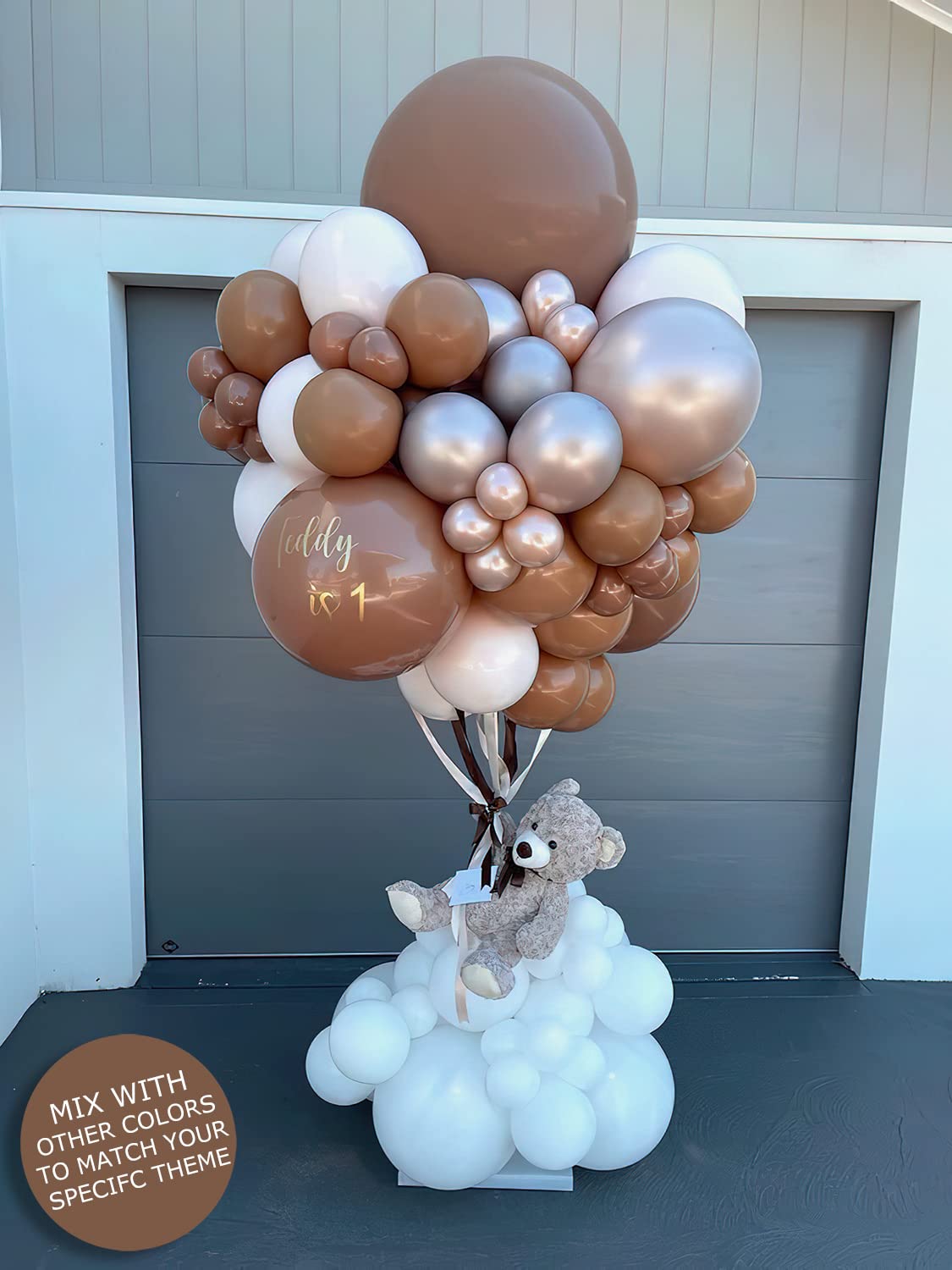 Dark Brown Balloons Different sizes 105 PACK 18/12/10/5 inch Brown balloon Garland Arch Kit For Teddy Bear Baby shower Safari boho Party Decorations (Brown)