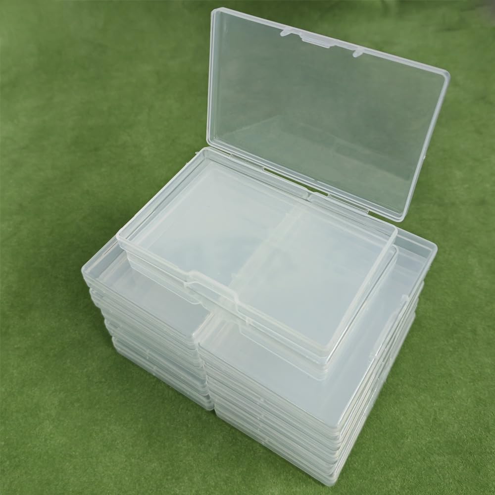 Gebildet 12 Pcs Small Clear Case, Rectangular Plastic Storage Containers Box with Lid for Pills, Jewellery, Herbs, Tiny Bead, Craft Items