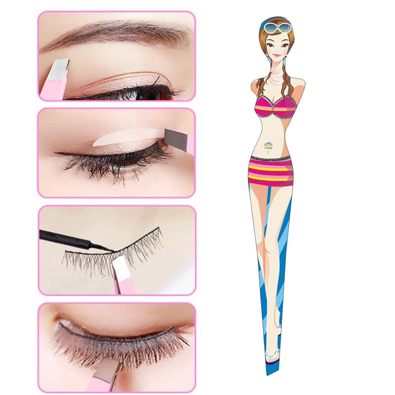 6Pcs Professional Girl Eyebrow Tweezer Stainless Steel Slanted Eyebrow Tweezers Eyebrows Hair Remover Tools Cosmetics Beauty (random color)…