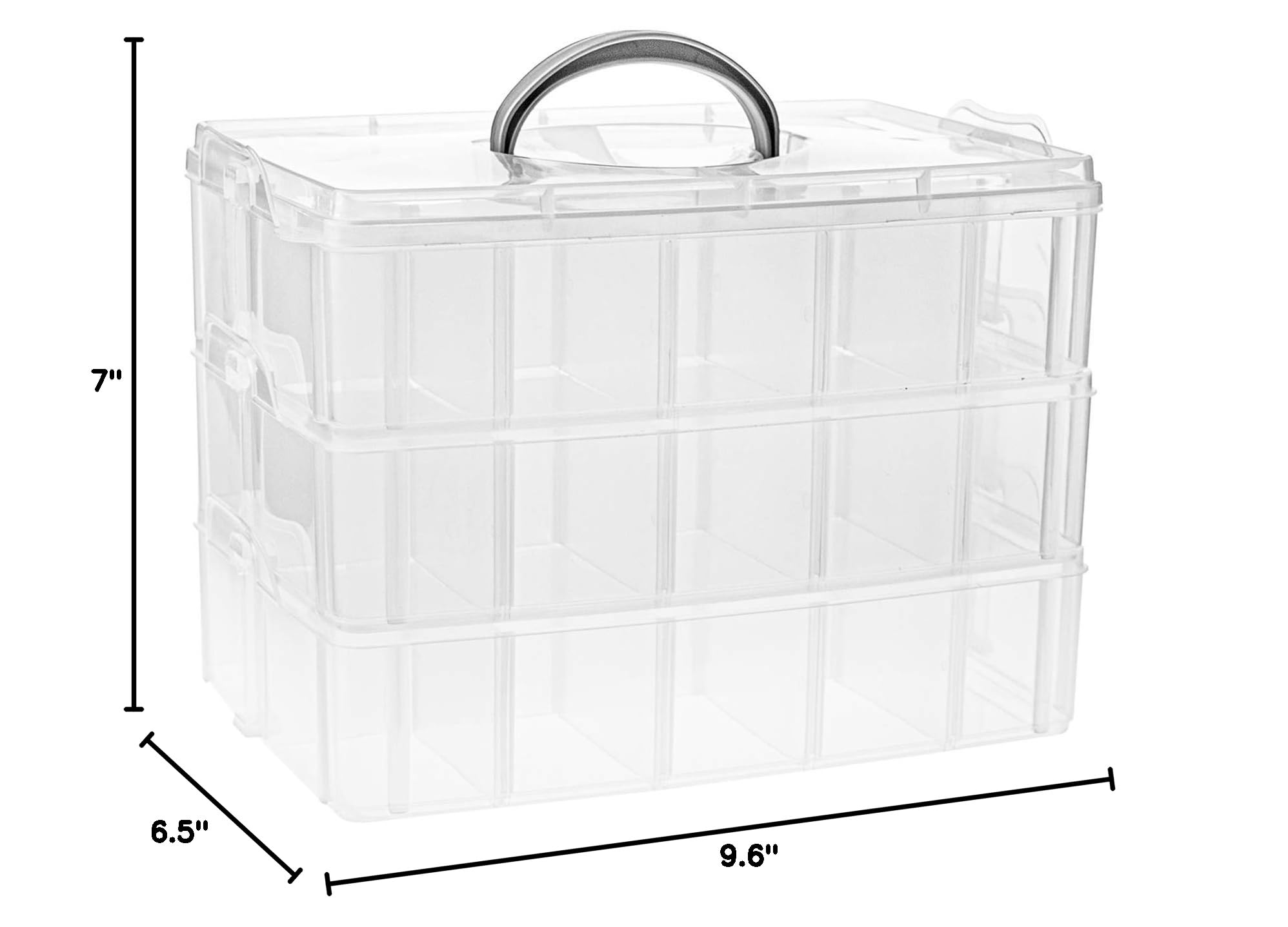Foraineam 3-Tier Stackable Storage Box Organizer with 30 Adjustable Compartments, Plastic Craft Organizer Case Tool Storage Container Bins for Jewelry Beads Arts and Crafts Beauty Supplies