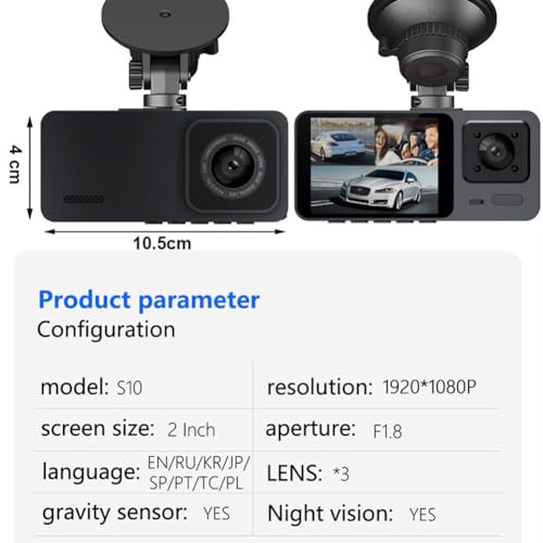 Dash Camera Dash Cam 1080P Dash Camera for Metal Automotive Cars DVR Driving Recorded with 2.0In IPS Screen Parking Monitor Loop Recording Accident Lock Motion Detection