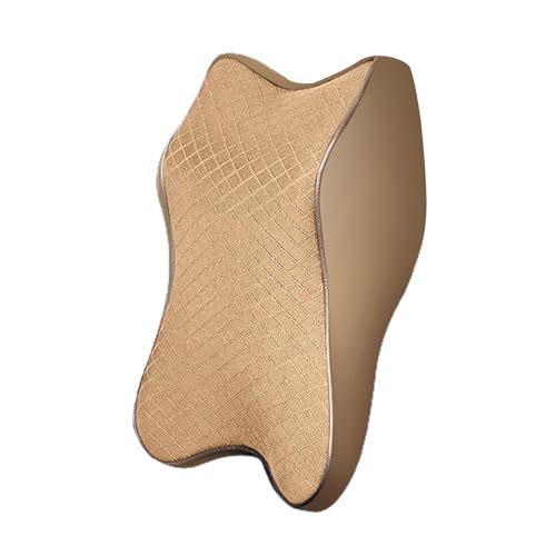 Winter-Proof Car Neck Pillow Memory Foam Relieve Pain Drive in Comfort with Universal Versatile Breathable Headrest Cervical Spine Support Beige Large