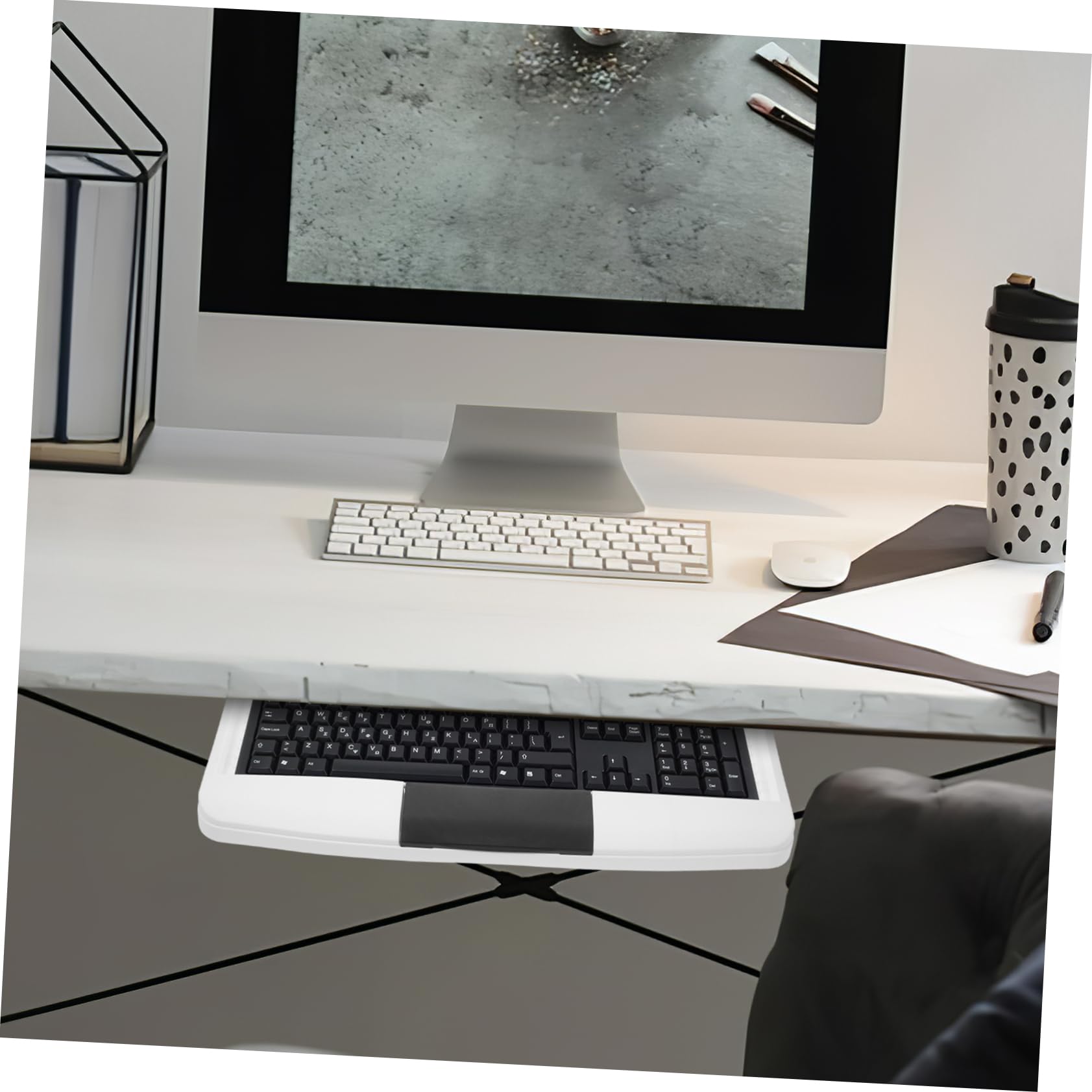 STOBOK Keyboard Tray Under Desk Slide Desk Pp Aluminum Space Saving Out Office Keyboard Stand