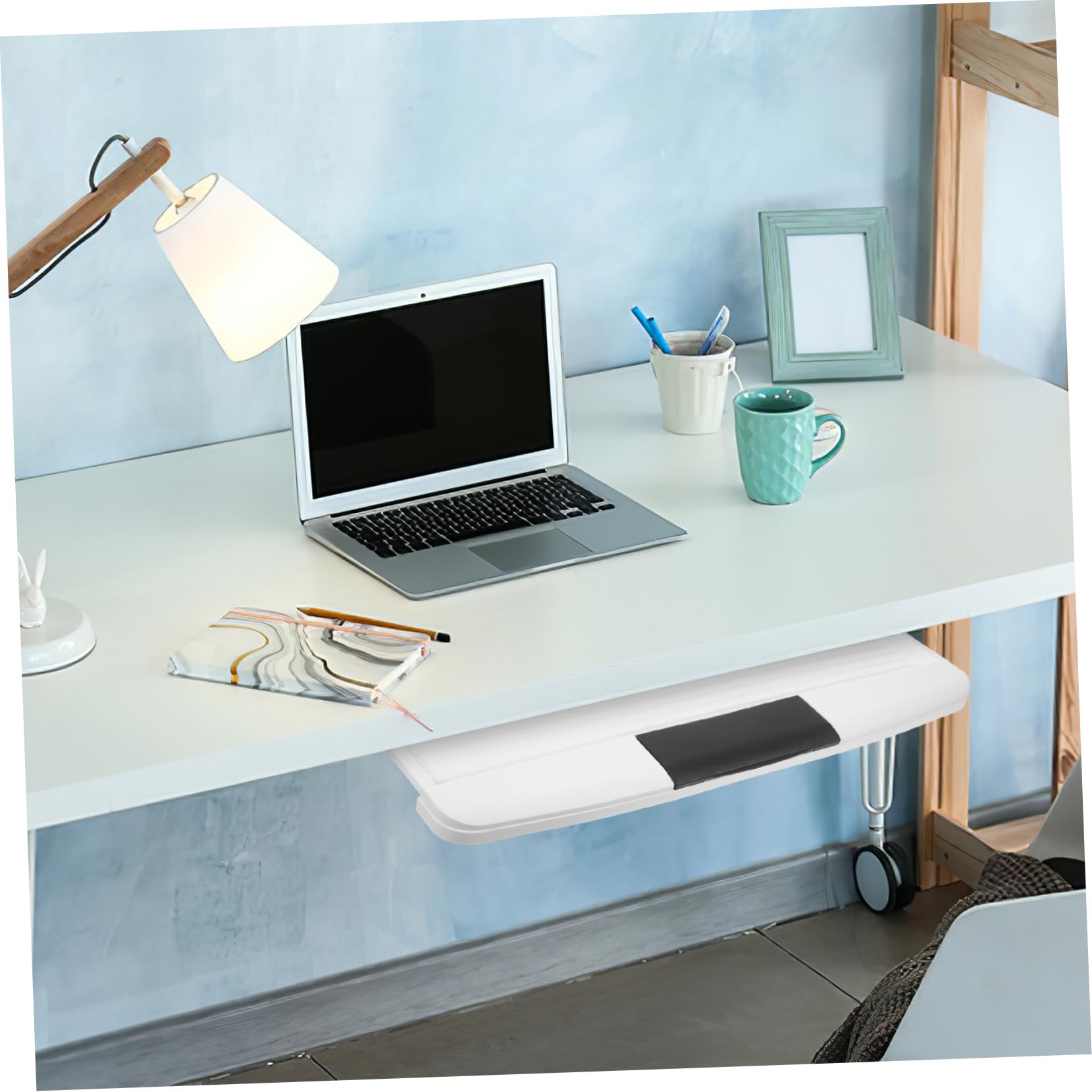 STOBOK Keyboard Tray Under Desk Slide Desk Pp Aluminum Space Saving Out Office Keyboard Stand