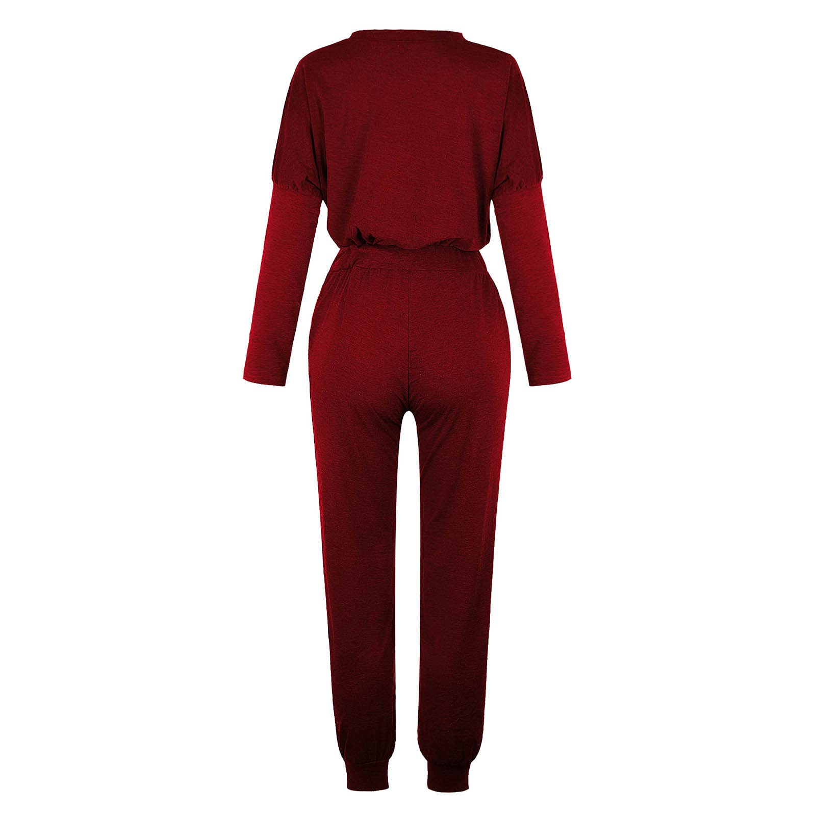 Sales Today Clearance Fall Two Piece Outfits for Women 2025 Plus Size Loose Fit Sweatsuits Tracksuits Jogger Crewneck 2 Piece Lounge Sets A-Wine
