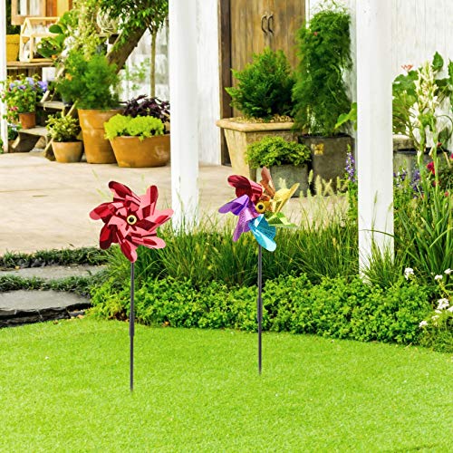 Cabilock 2pcs Bird Blinder Repellent Pinwheels Reflective Pinwheels Extra Sparkly Pin Wheels for Outdoor Garden Yard Decoration