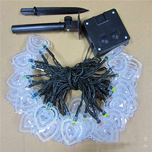 WONFAST Solar Heart String Lights, Waterproof 20ft 30LED Heart-Shaped 8 Mode Solar Starry Wedding Party Ambiance Lighting Fairy Lights for Outdoor Garden Home Christmas Valentine's Day Decor(Red)
