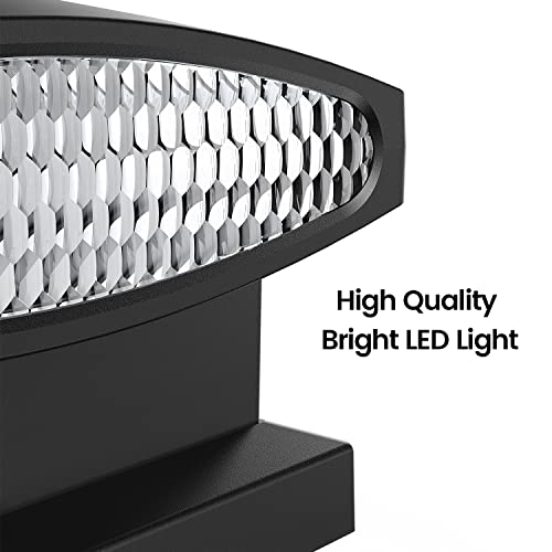 Siedinlar Solar Post Cap Lights Outdoor, 2 Modes 24 LED Solar Powered Fence Deck Light for 4x4 5x5 6x6 Posts Garden Patio Decoration Warm White & Cool White, Black (2 Pack)