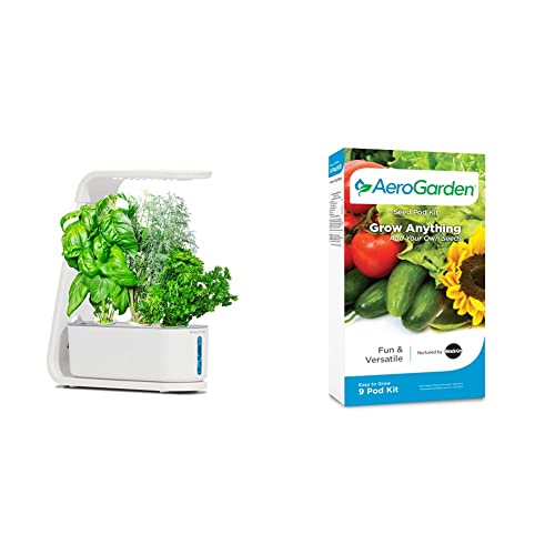AeroGarden Sprout with Gourmet Herbs Seed Pod Kit - Hydroponic Indoor Garden, White & Grow Anything Seed Pod Kit for AeroGarden Hydroponic Indoor Garden, 9-Pod