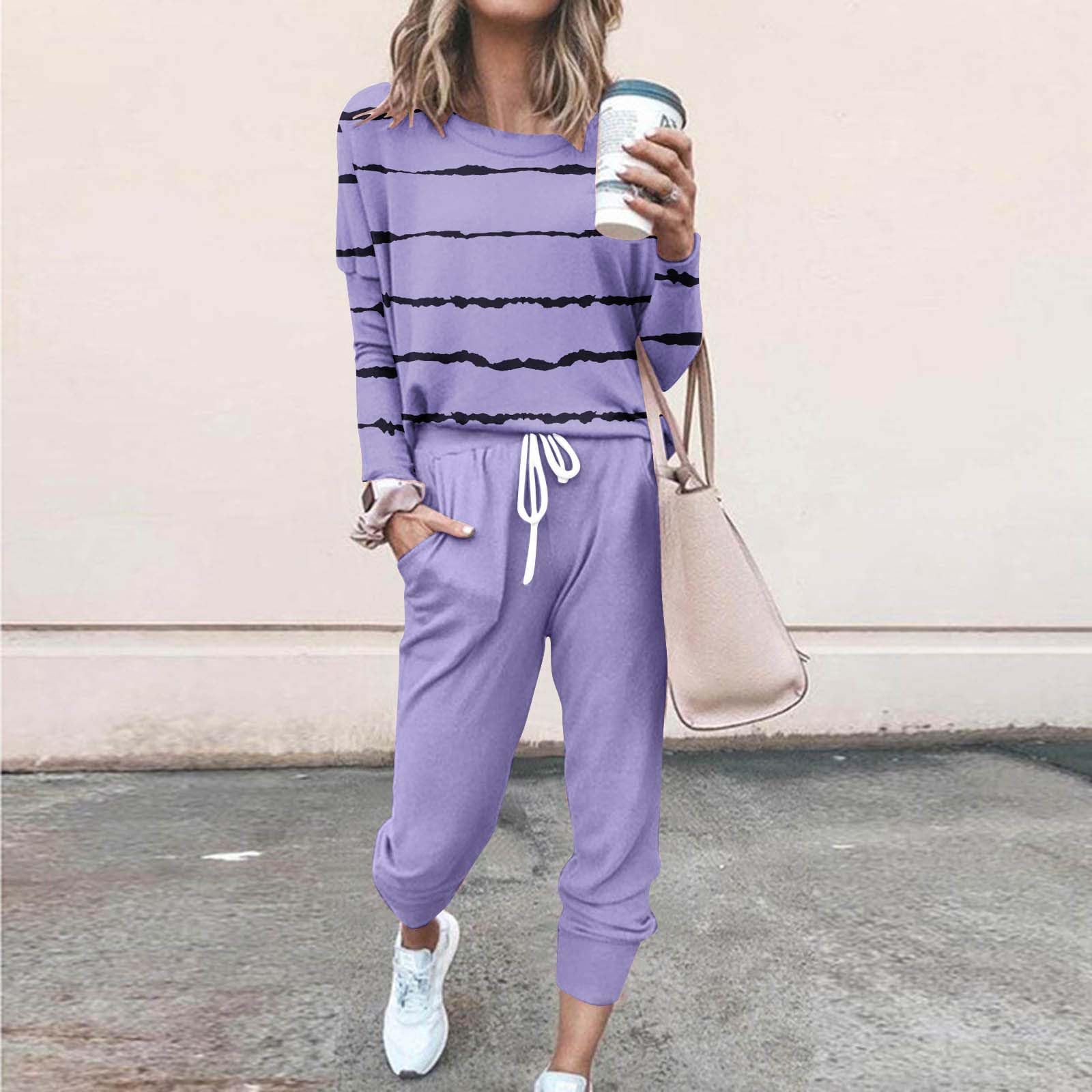 KICILVS Sweatsuits for Women Set 2 Piece Long Sleeve Crewneck Pullover Tops and Drawstring Jogger Pants Workout Tracksuits