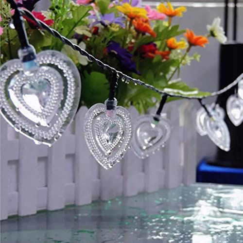WONFAST Solar Heart String Lights, Waterproof 20ft 30LED Heart-Shaped 8 Mode Solar Starry Wedding Party Ambiance Lighting Fairy Lights for Outdoor Garden Home Christmas Valentine's Day Decor(Red)