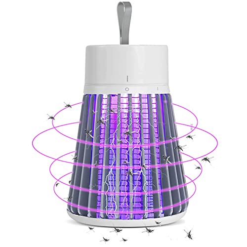 Kopests Electric Bug Zapper,Indoor Mosquito Zapper Portable Camp Mosquito Killer Rechargeable Bug Zapper Mosquitoes Light with Hanging Loop,360°Purple Light Mosquito Trap Up to 6 Hours of Battery