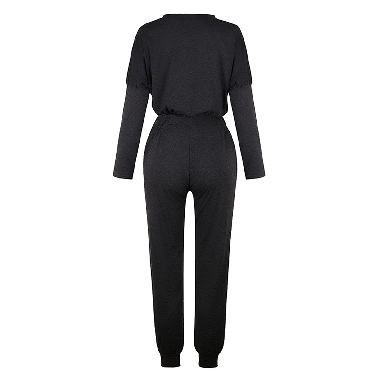 Clearance Today Deals Prime Fall Two Piece Outfits for Women 2025 Plus Size Loose Fit Sweatsuits Tracksuits Jogger Crewneck 2 Piece Lounge Sets A-Black