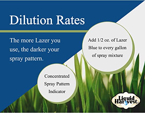 Liquid Harvest Lazer Blue Concentrated Spray Pattern Indicator 8 Ounces Perfect Weed Spray Dye, Herbicide Dye, Fertilizer Marking Dye, Turf Mark and Blue Herbicide Marker