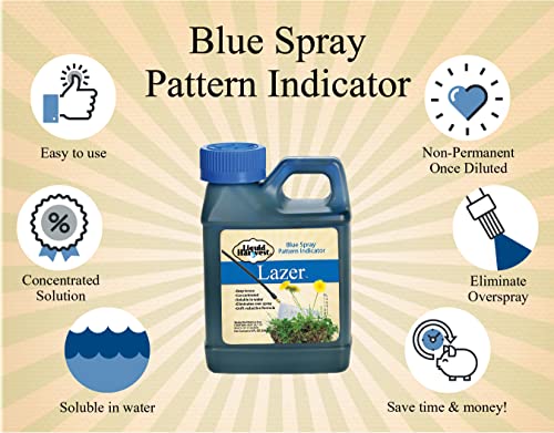 Liquid Harvest Lazer Blue Concentrated Spray Pattern Indicator 8 Ounces Perfect Weed Spray Dye, Herbicide Dye, Fertilizer Marking Dye, Turf Mark and Blue Herbicide Marker