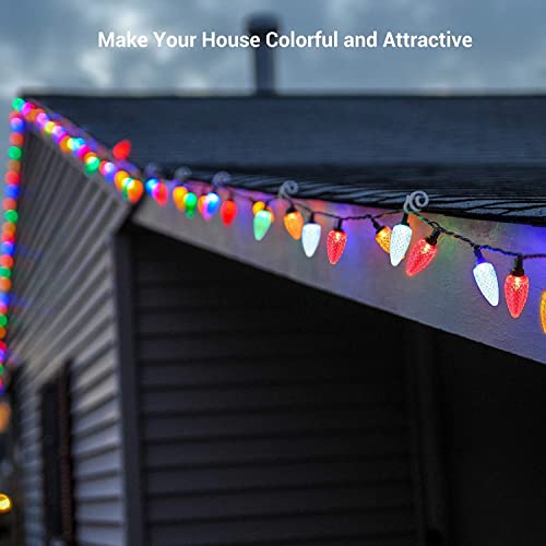 warlkde 50LEDs Christmas String Lights, C9 Christmas Lights with 29V Safe Adaptor, End-to-End, UL Certified Fairy Lights for Christmas Tree, Patio, Garden, Party, Wedding, Holiday Decoration