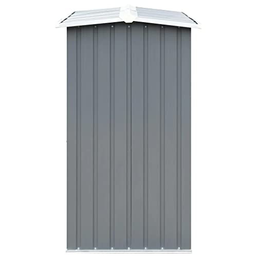 vidaXL Garden Log Storage Shed Heavy Duty Outdoor Backyard Timber Storage Cabin Firewood House Galvanized Steel 129.9" Gray