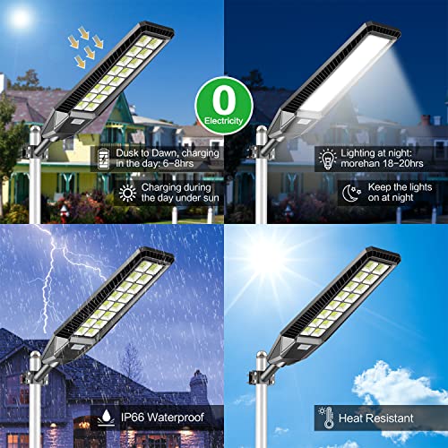 AKOFUN 2 Pack 1600W Solar Street Lights Outdoor 90000 Lumens Dusk to Dawn Street Lights Solar Powered Motion Sensor Waterproof IP66 6000K Solar Light for Yard, Garage, Garden