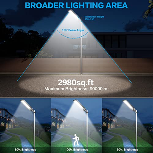 AKOFUN 2 Pack 1600W Solar Street Lights Outdoor 90000 Lumens Dusk to Dawn Street Lights Solar Powered Motion Sensor Waterproof IP66 6000K Solar Light for Yard, Garage, Garden