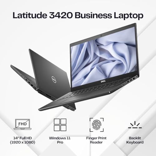 DELL Latitude 3000 Series 3420 Business Laptop, 14" FHD Display, Intel Core i7-1165G7, NVIDIA GeForce MX350, 16GB RAM, 512GB SSD, FP Reader, Backlit KB, HDMI, Wi-Fi, Windows 11 Pro